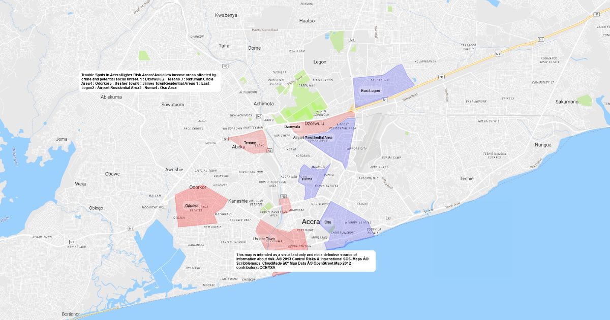 Accra Higher Risk Areas Map CDL : Scribble Maps