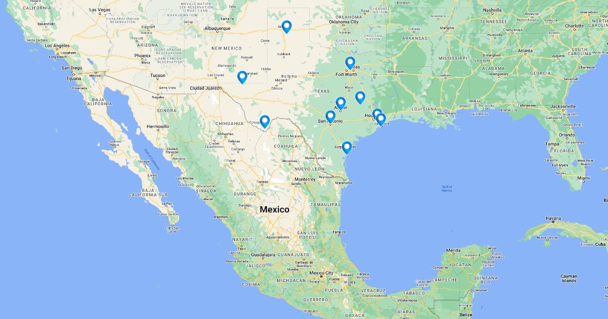 Top 10 places in Texas : Scribble Maps