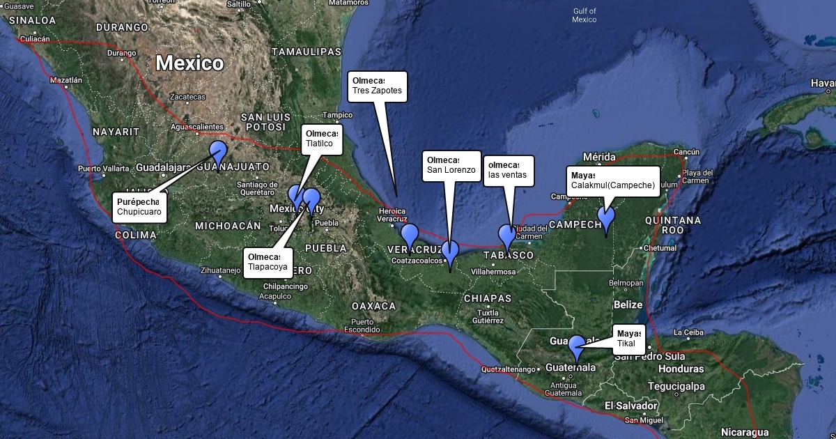Periodos y áreas culturales del México Antiguo : Scribble Maps