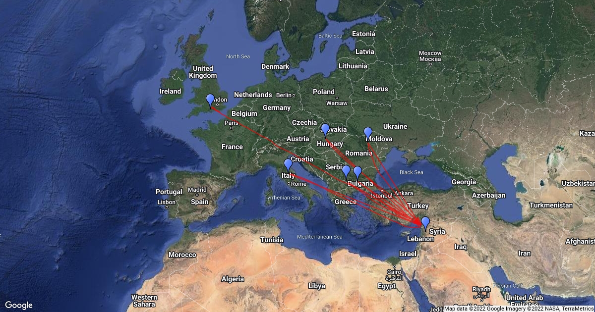 Places of birth for 6 ancient roman soldiers : Scribble Maps