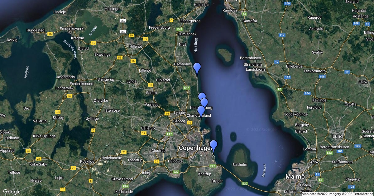 Map of Swimming sites : Scribble Maps