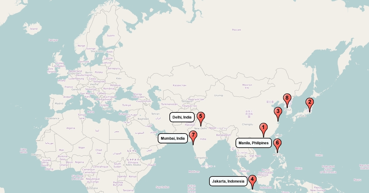 Top 10 Megacities of 2021 : Scribble Maps