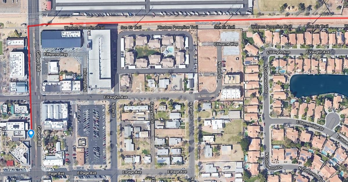 Bike ride trail to downtown Gilbert : Scribble Maps