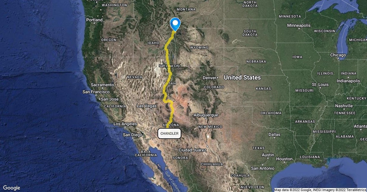 Chandler to Yellowstone : Scribble Maps