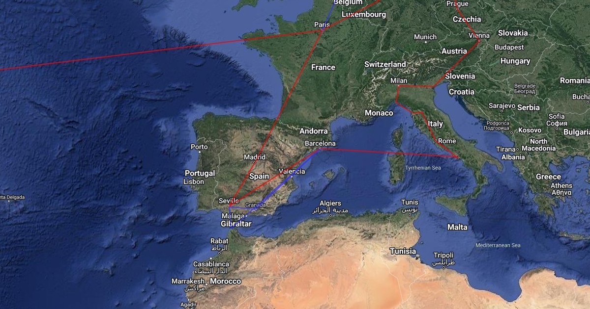 2nd proposed European trip : Scribble Maps