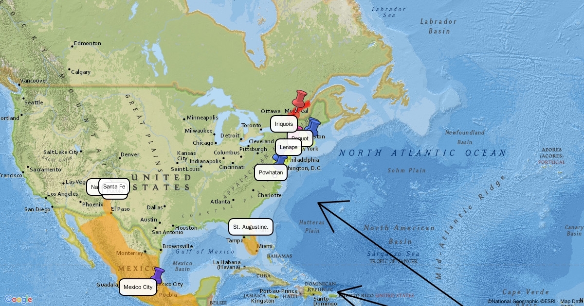 Jacob Lowry Annotated Map of European Colonies in North America, mid 17th century. : Scribble Maps