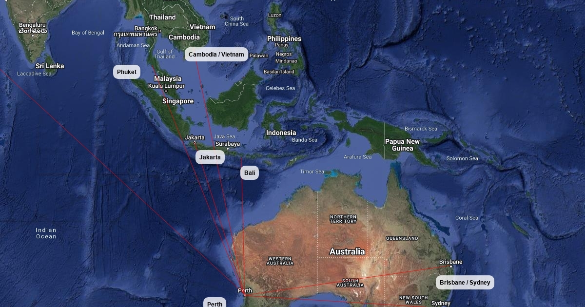 Perth and SE asia : Scribble Maps