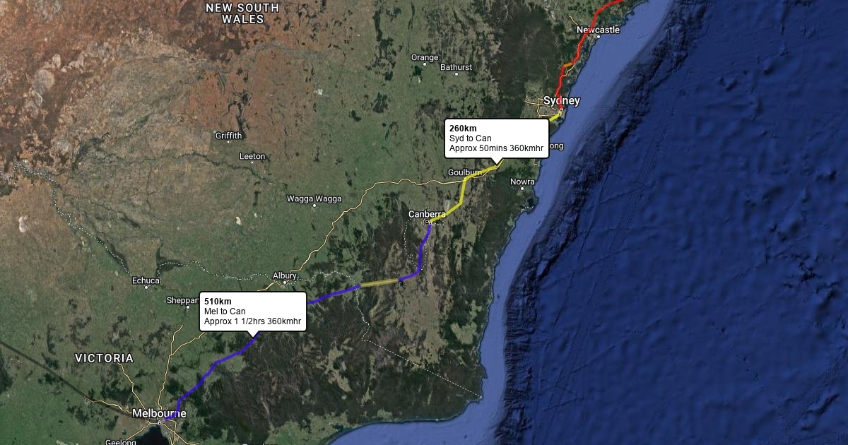 Australia High Speed Rail HSR : Scribble Maps