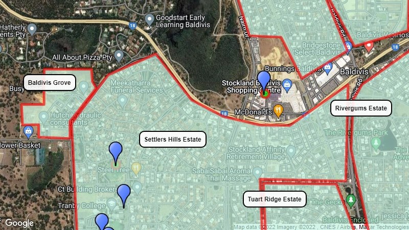 Map of Baldivis : Scribble Maps