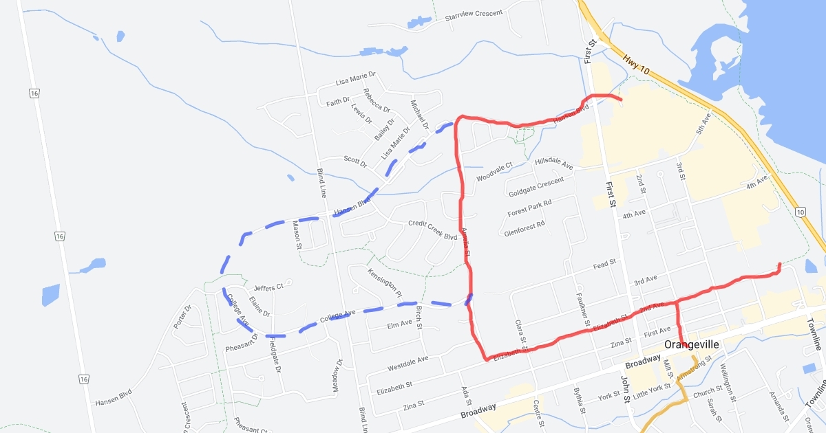 Bicycle Rouites Orangeville : Scribble Maps