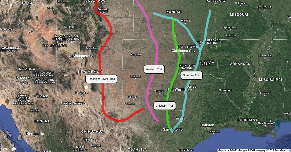 cattle drive trails : Scribble Maps