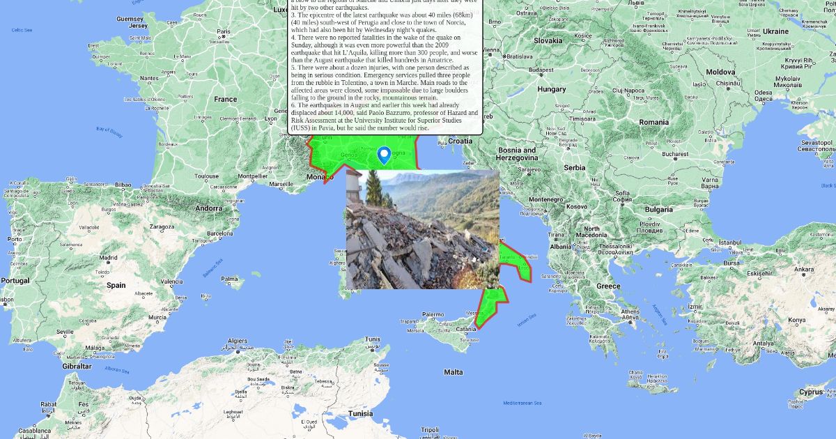 Italy earthquake: historic structures levelled in biggest quake since 1980 : Scribble Maps