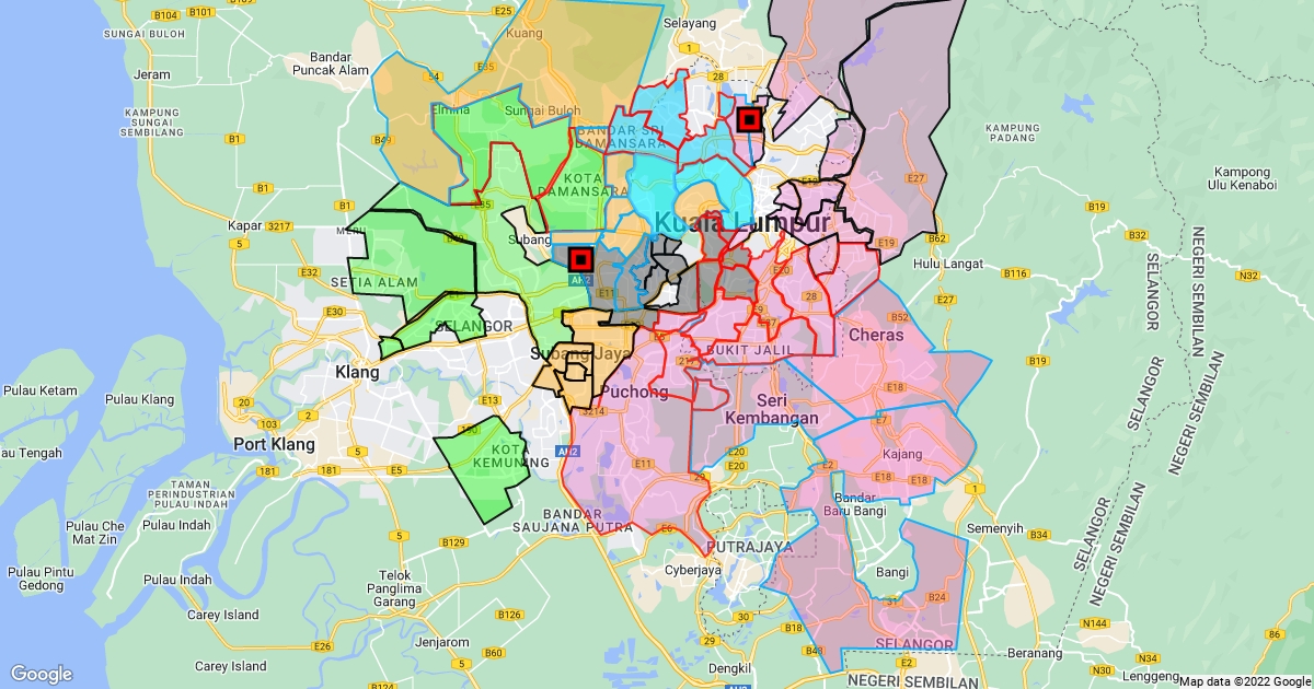 Delivery Areas 2022 Coloured V1 : Scribble Maps
