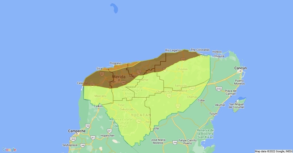 Distribucion de las regiones de yucatan : Scribble Maps