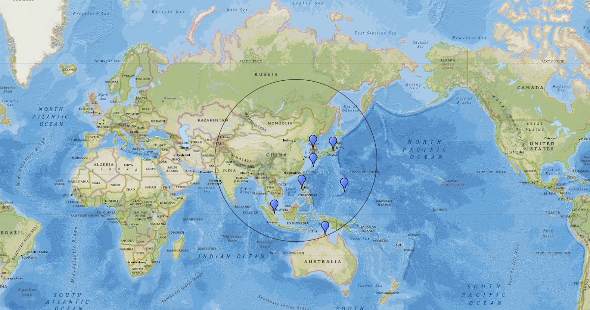 US military bases in the Pacific and China : Scribble Maps