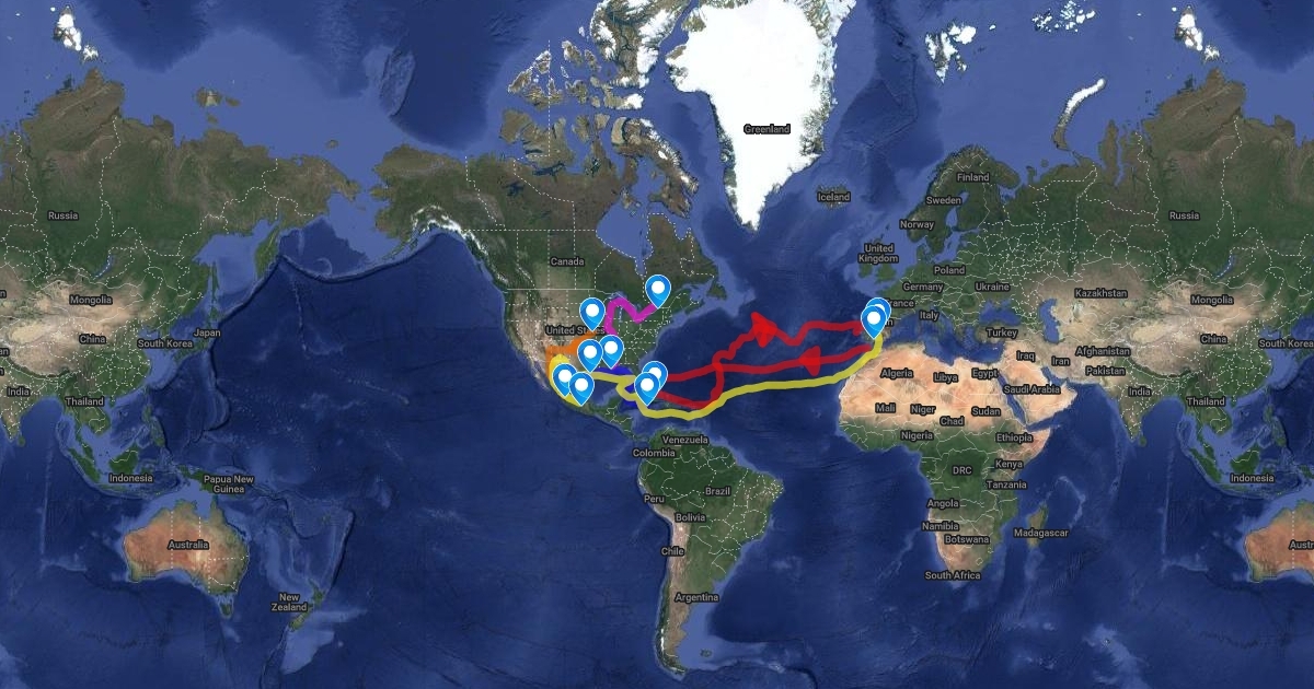 New World Explorers Route Map : Scribble Maps