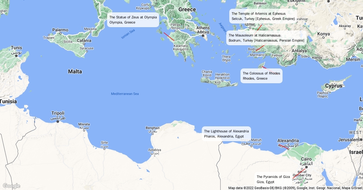 Ancient Wonders Of The World Map