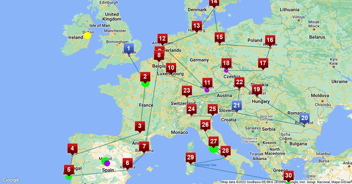 Europe Route 1 : Scribble Maps