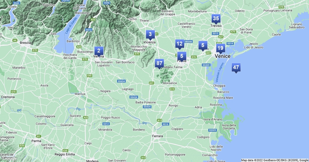 Coronavirus in Veneto, Trentino AA e Fvg - Mappa : Scribble Maps