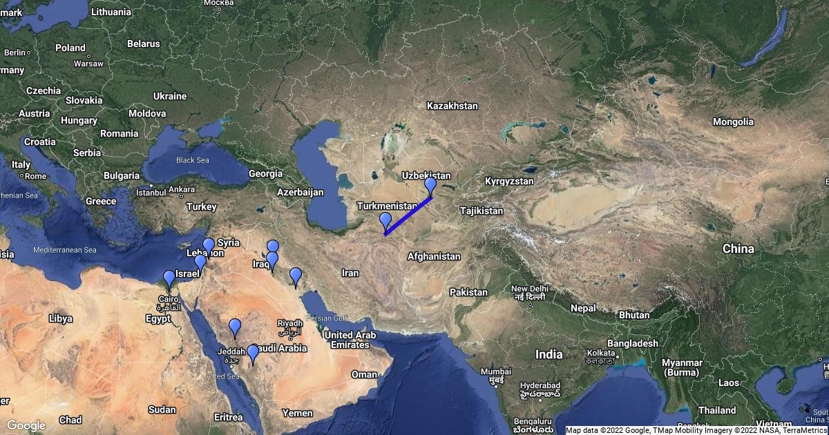 Imam Bukhari Travels : Scribble Maps