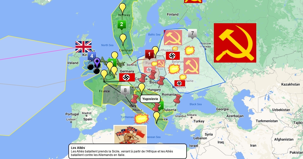 L'Invasion Allemande durant WW2 : Scribble Maps