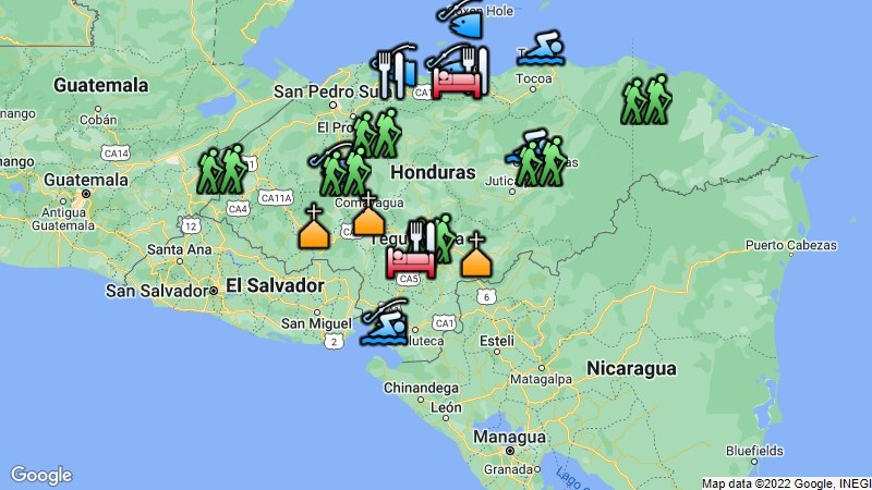 Mapa Turistico de Honduras : Scribble Maps