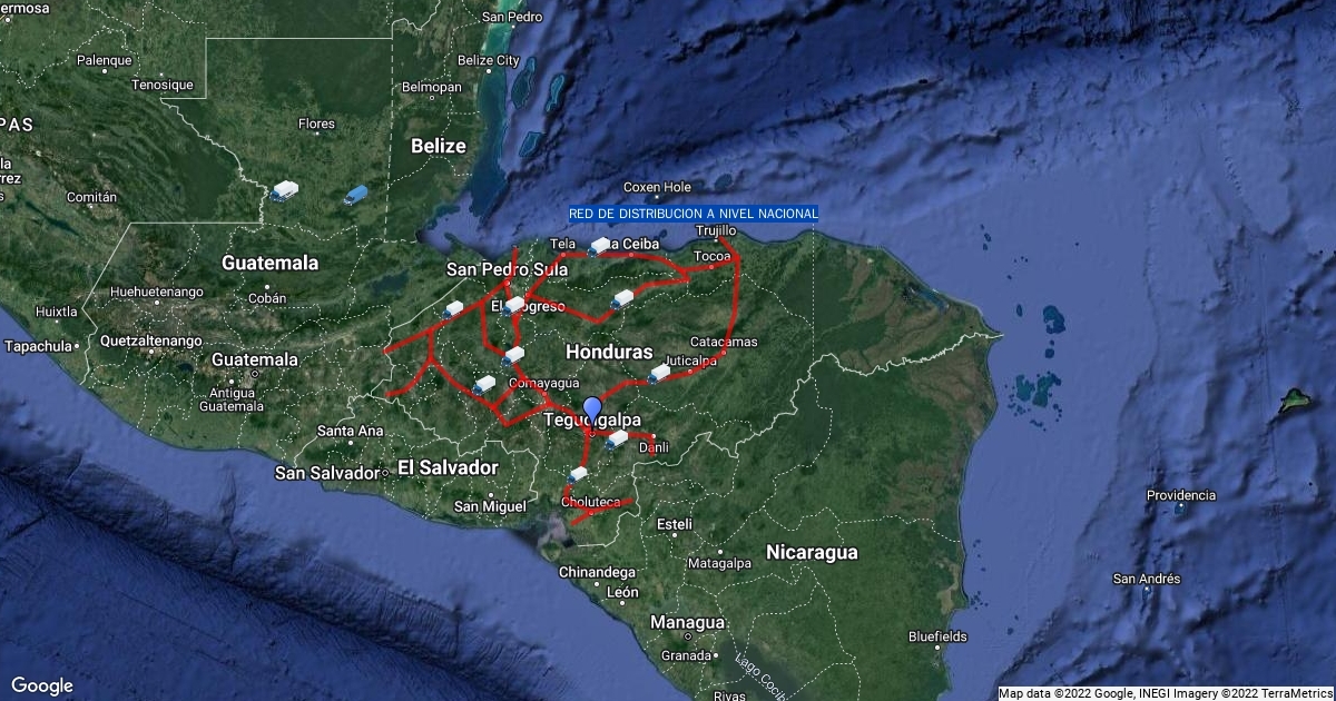 DISTRIBUCION RUTAS HONDURAS : Scribble Maps