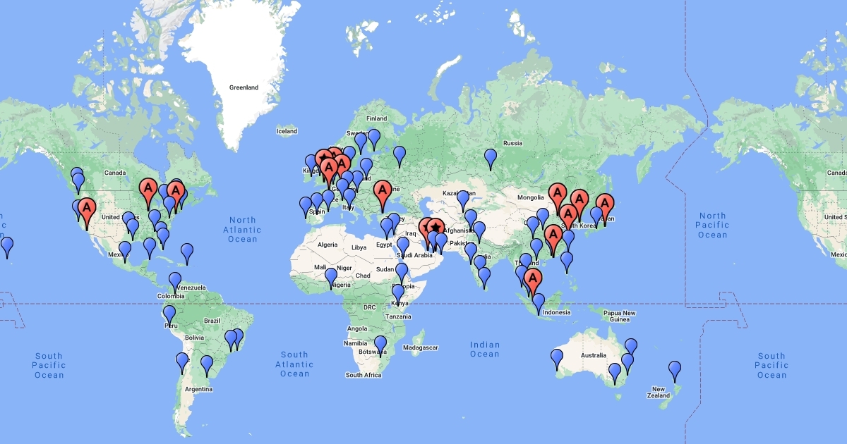 Intercontinental airports : Scribble Maps