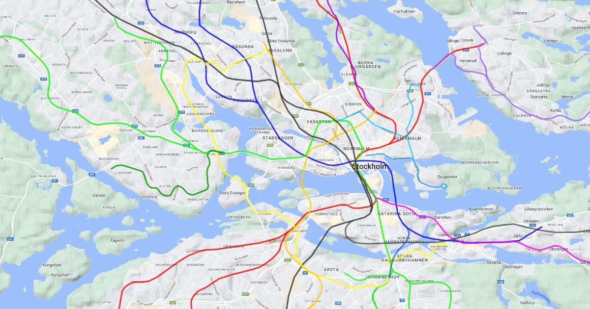 Stockholm's present UrbanRail : Scribble Maps