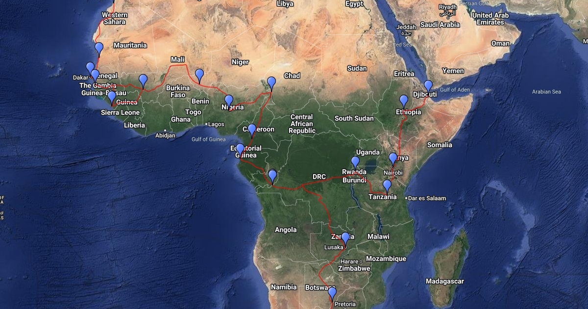 Highway across africa map : Scribble Maps