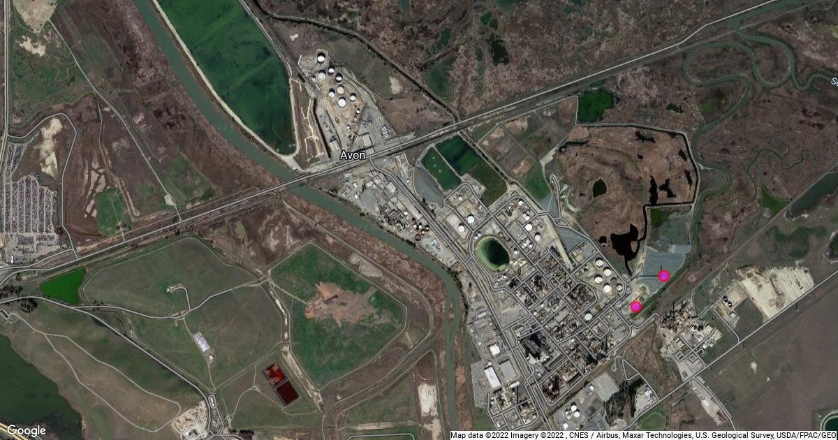 150 Solano Way, Pacheco, with One Huge Flare Stack Smoking in Pink & Two Pipe Flare Stacks in ...