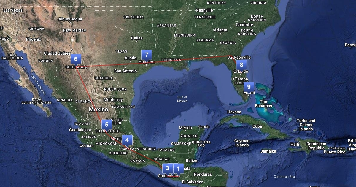 Guatemala to Florida : Scribble Maps