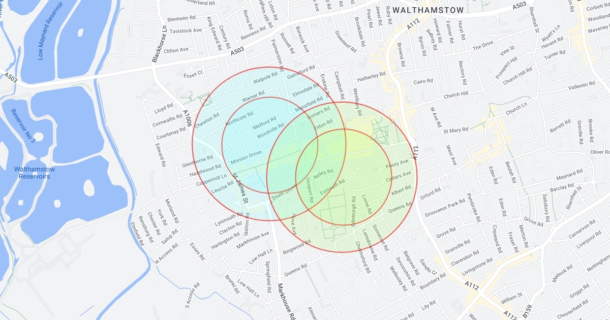 Walking zones : Scribble Maps