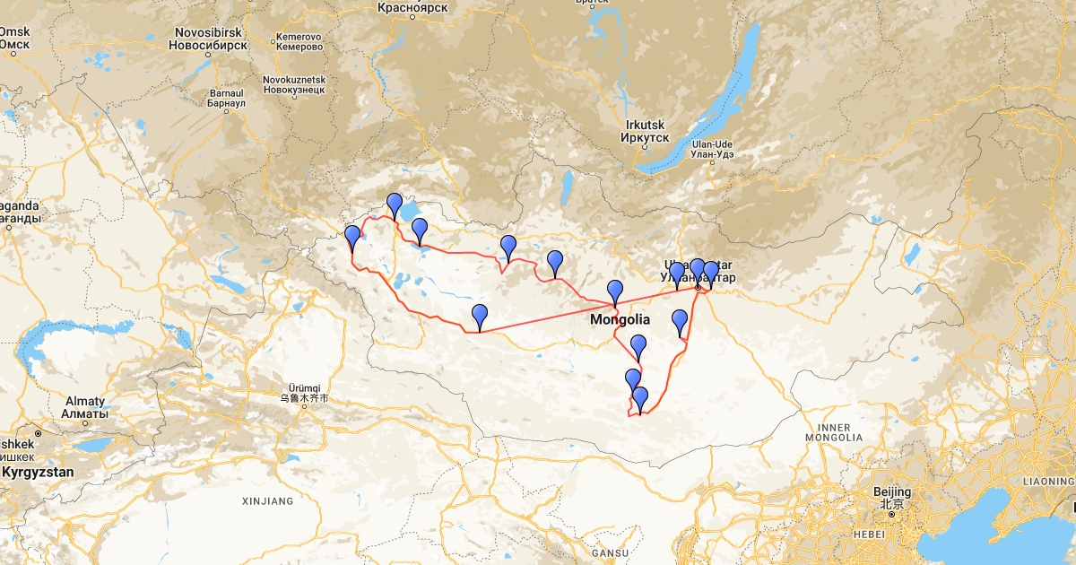 Mongolia Tour : Scribble Maps