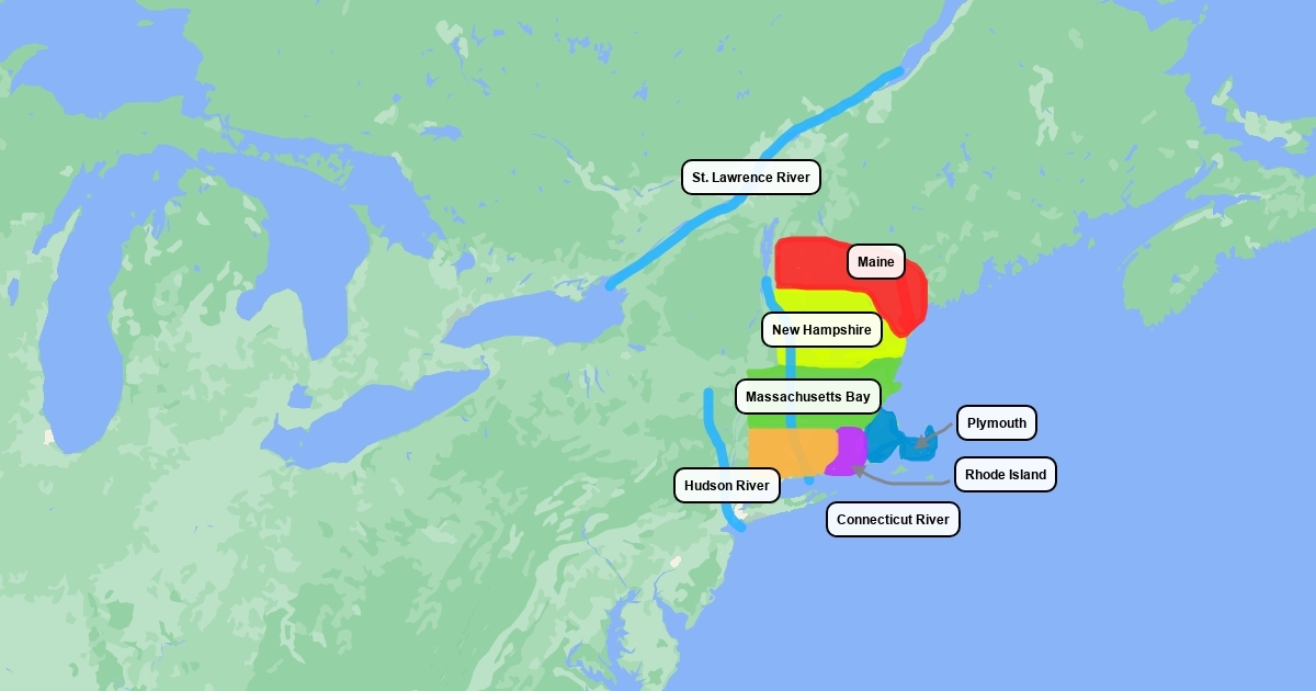 New England Colonies Map : Scribble Maps