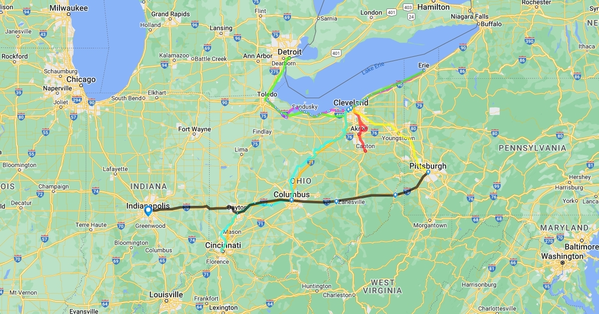 Ohio Buckeye Bullet & Regional Express Train Network : Scribble Maps