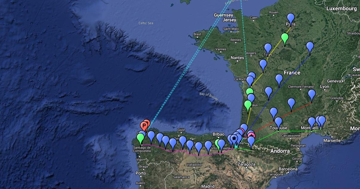 pilgrimages in 15th c map : Scribble Maps