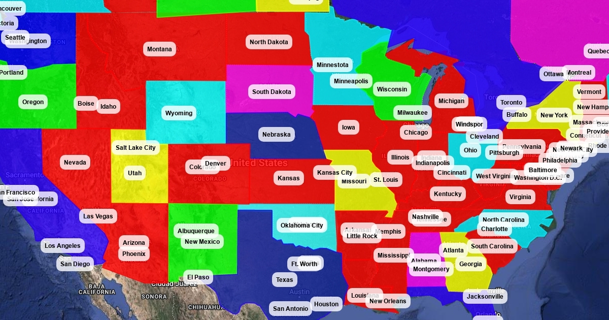 U.S. & Canada Political Map : Scribble Maps