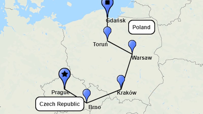 Prague and Poland 2022 : Scribble Maps