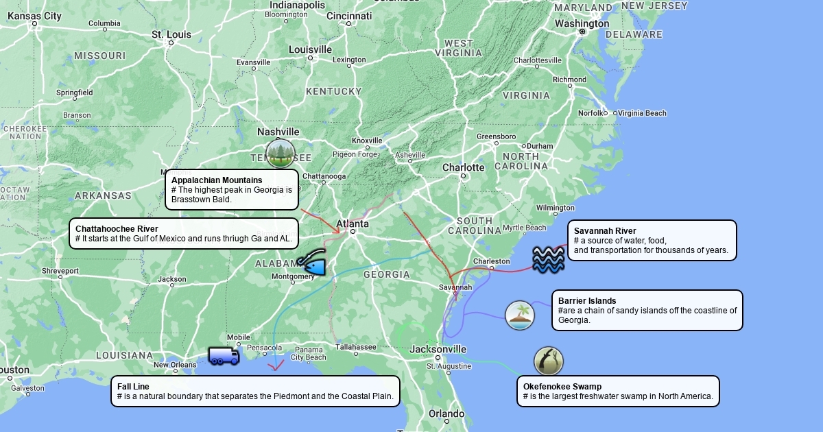 6 Physical Features of Ga. : Scribble Maps