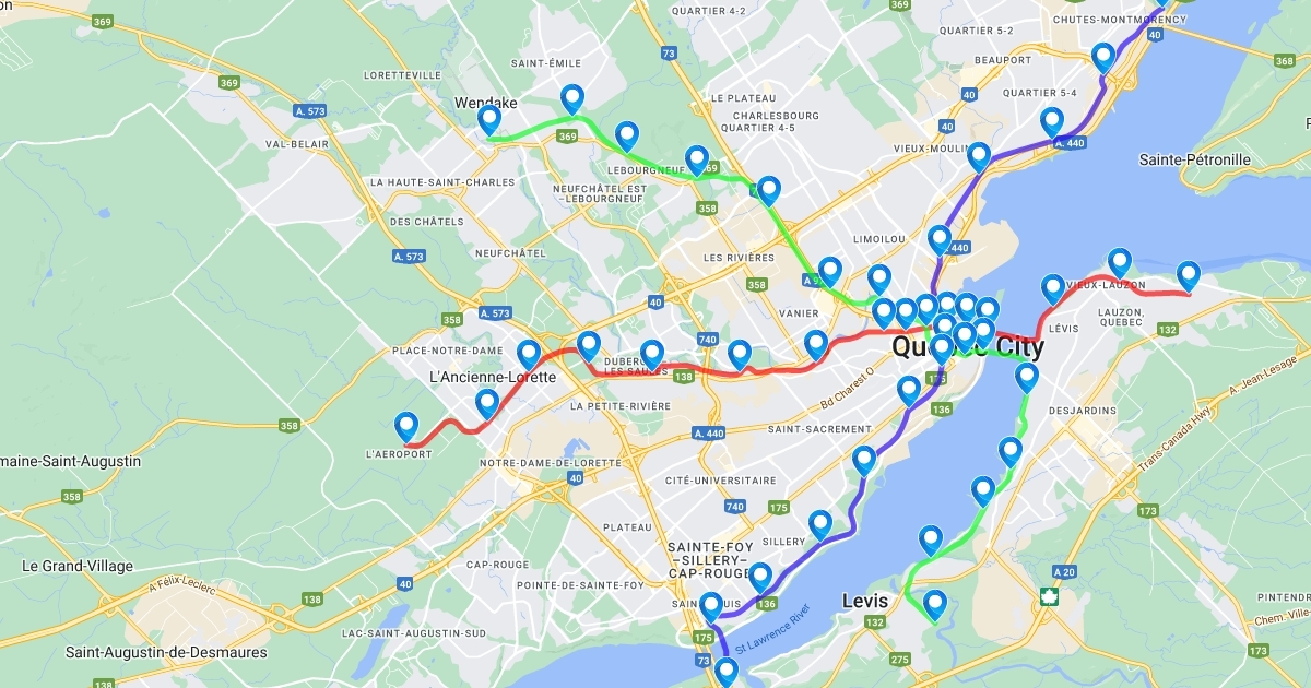 Systeme LRT de Quebec City : Scribble Maps