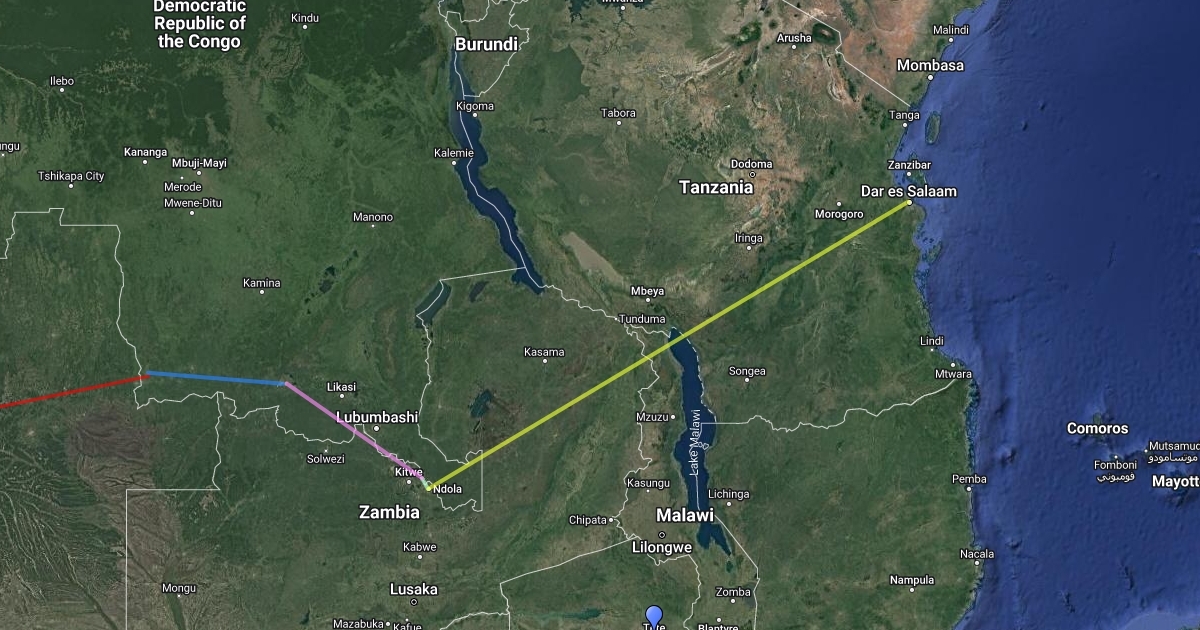 Angola to Dar es Salaam (West to East corridor) : Scribble Maps