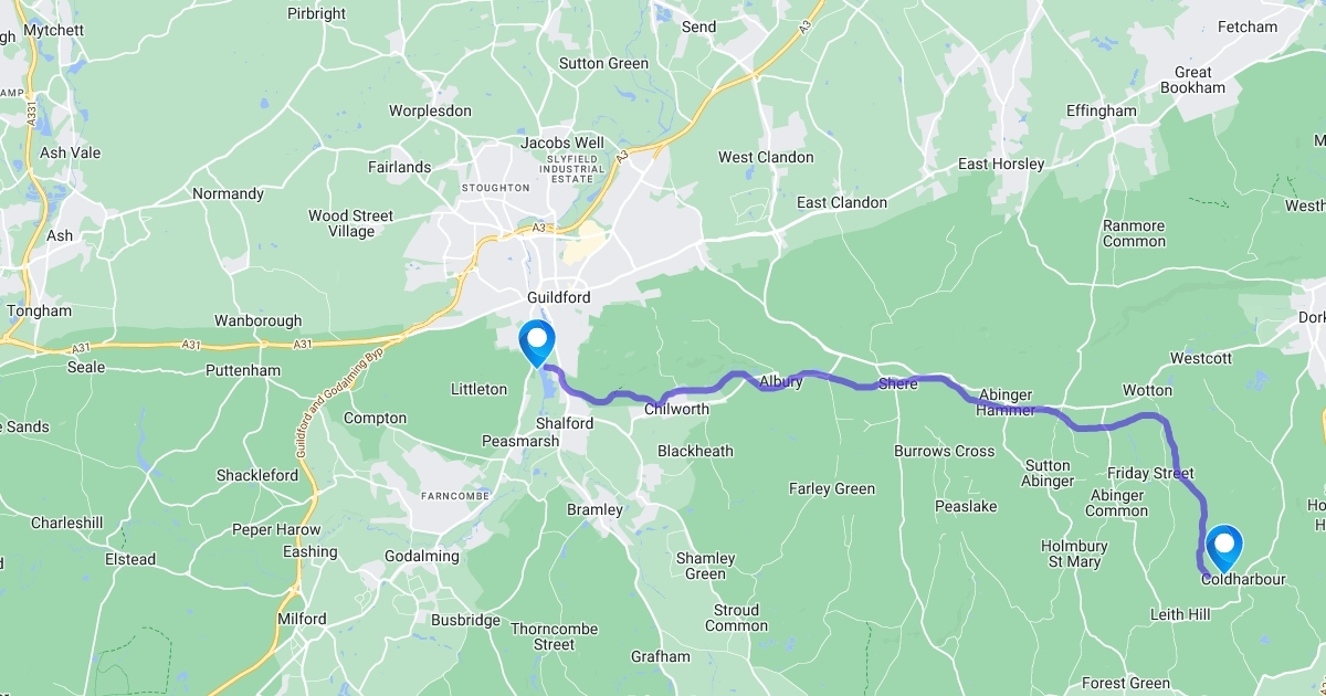 River Tillingbourne Start End : Scribble Maps