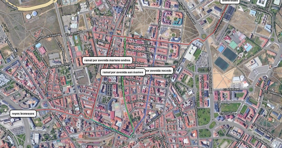 Ramales de conexion entre la universidad y reyes leones : Scribble Maps