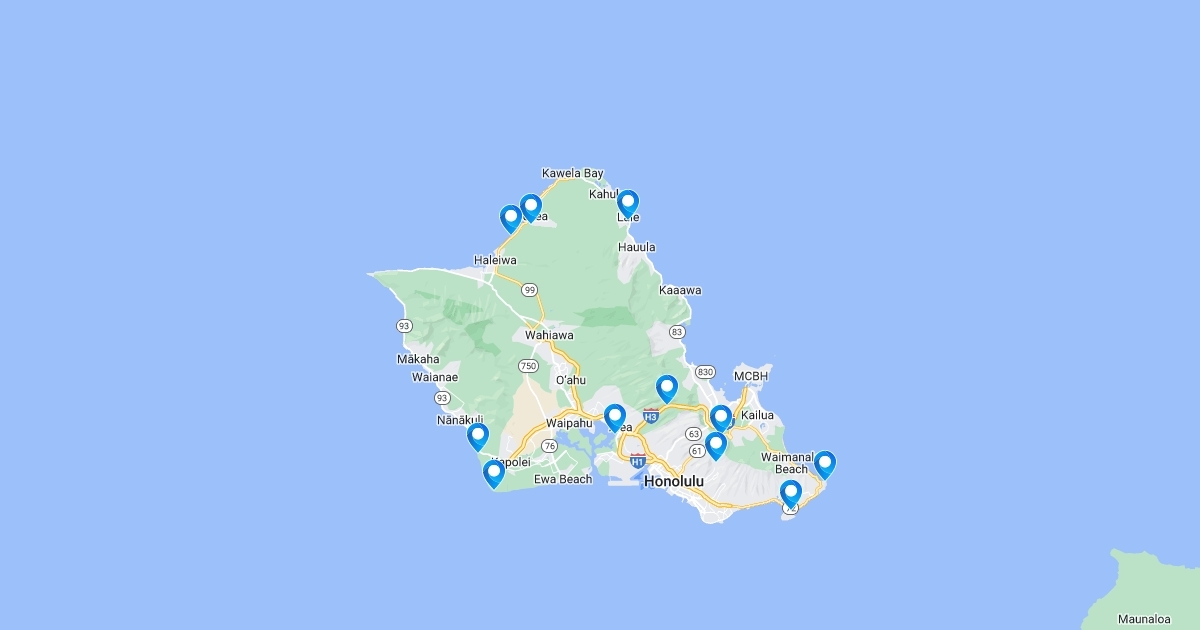 Best Places to Visit on Oahu : Scribble Maps