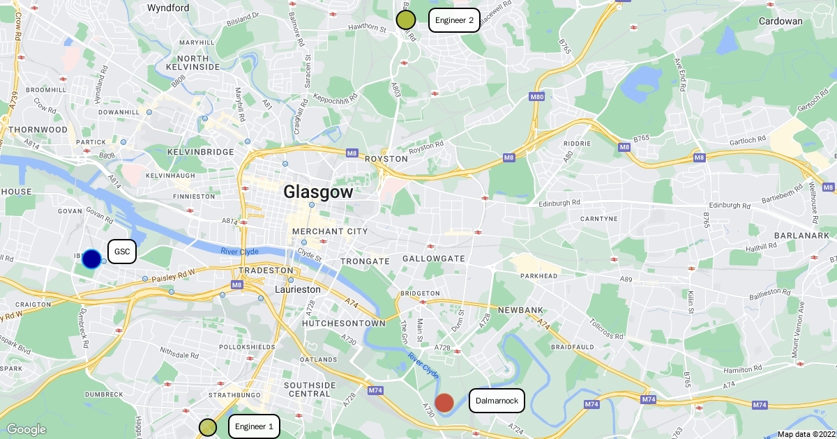 Travel distance example : Scribble Maps