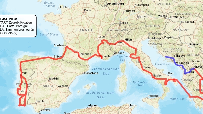Roadtrip i Jugoslavien + Interrail i Sydeuropa : Scribble Maps