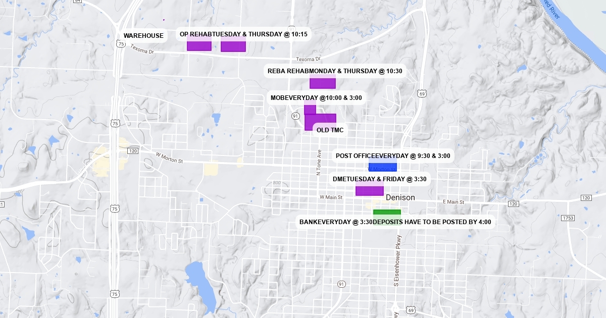 WAREHOUSE DENISON ROUTE : Scribble Maps
