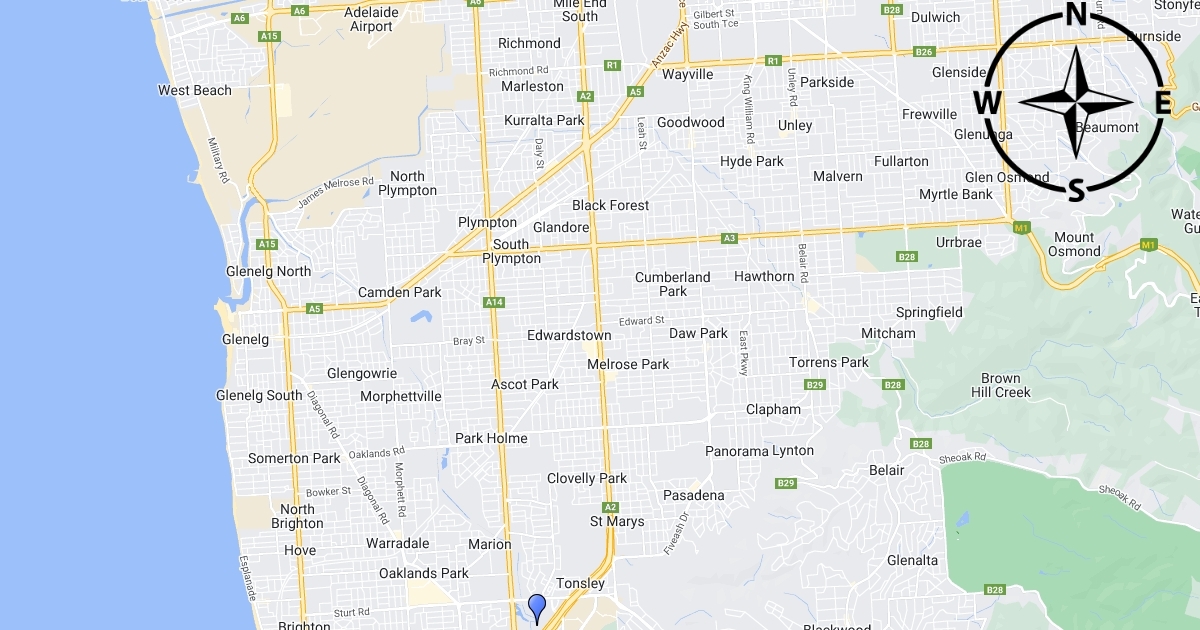 Location of Living Kaurna Cultural Centre and Warriparinga Wetlands ...