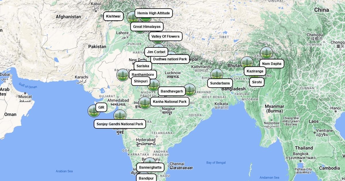 wild life sanctuaries : Scribble Maps